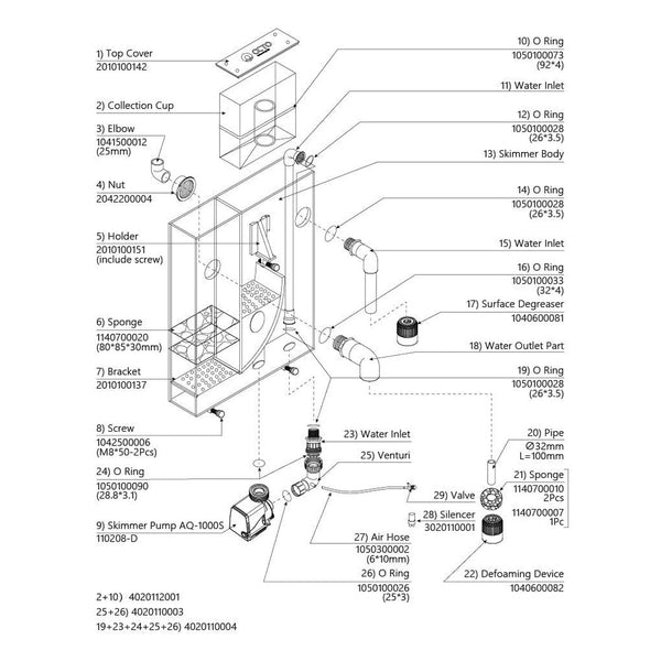 Reef Octo Protein Skimmer Classic 1000HOB - Aquaristic Online
